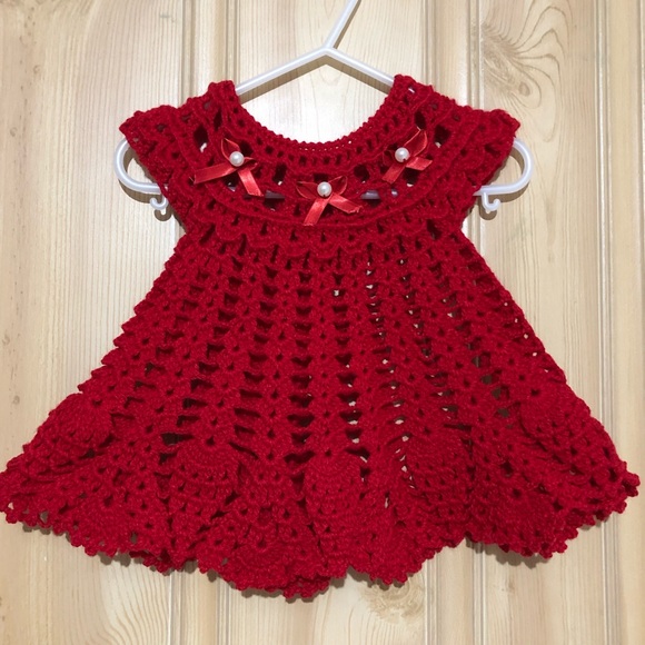 Dresses | Red Crochet Dress | Poshmark